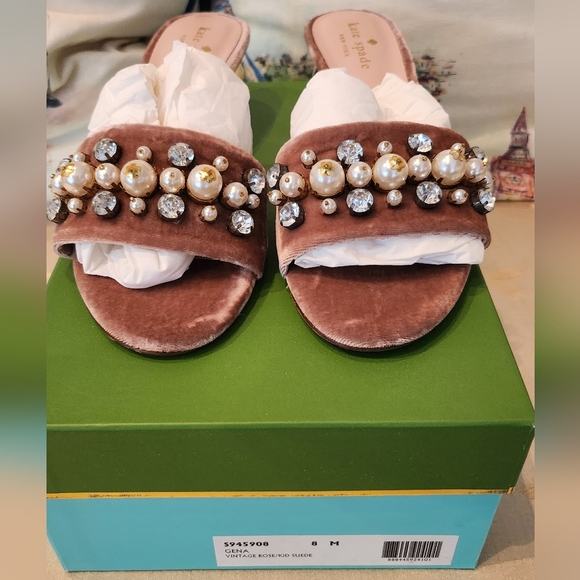 kate spade | Shoes | Kate Spade Nwb Rare Gina Rose Velvet Crystal Pearl ...